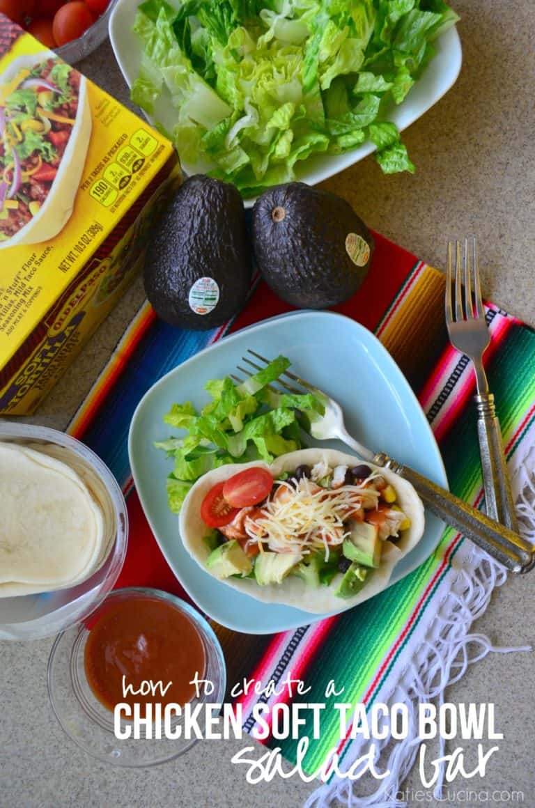 Chicken Soft Taco Bowl Salad Bar - Katie's Cucina