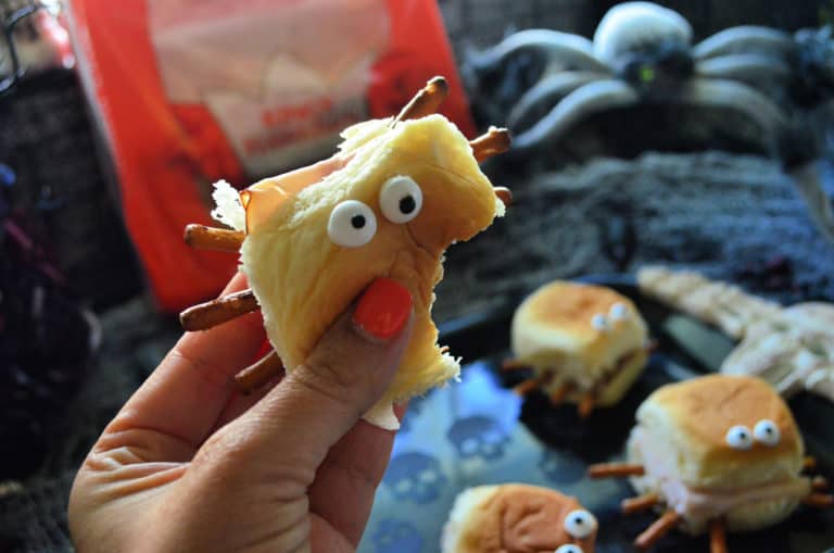 Halloween Turkey and Cream Cheese Spider Sandwiches - Katie's Cucina